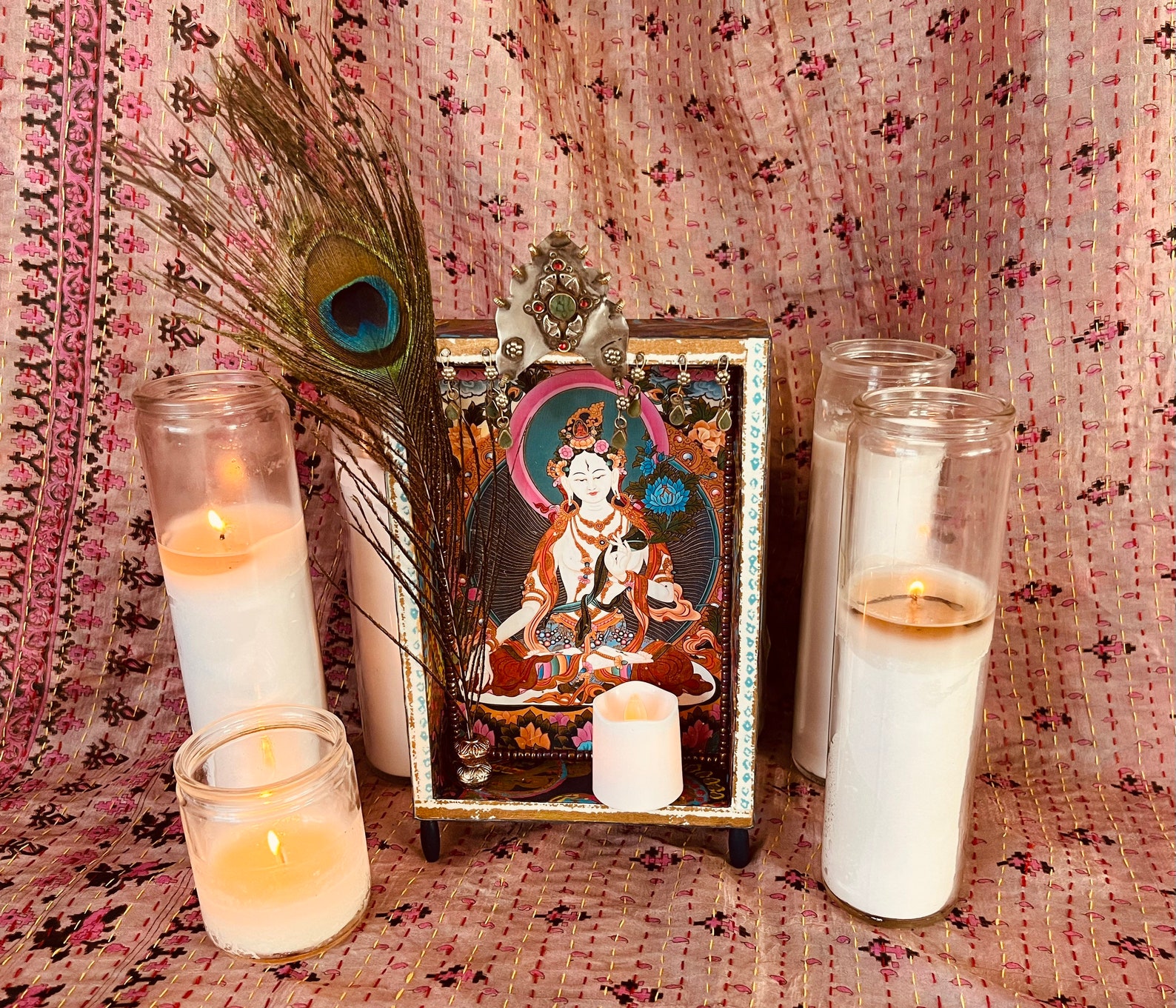 Small Handmade Box Altar Featuring Tibetan Goddess White Tara - Etsy