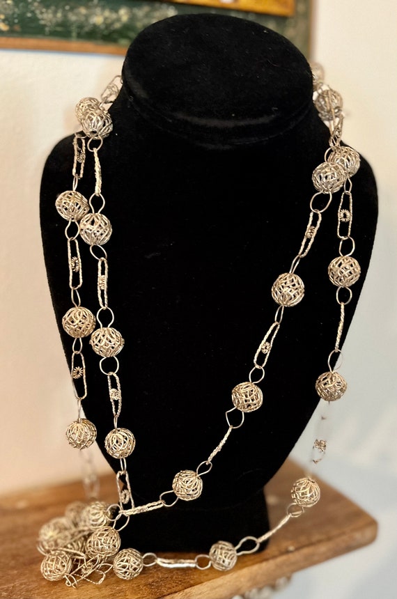 Vintage Mexico Filigree Sterling Silver Pierced Earri… - Gem