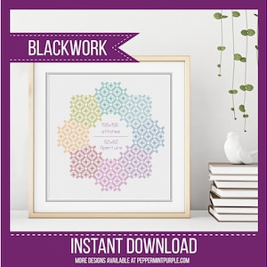 Blackwork Rainbow Frame Pattern: Frame and 4 Backstitch Fonts by ...