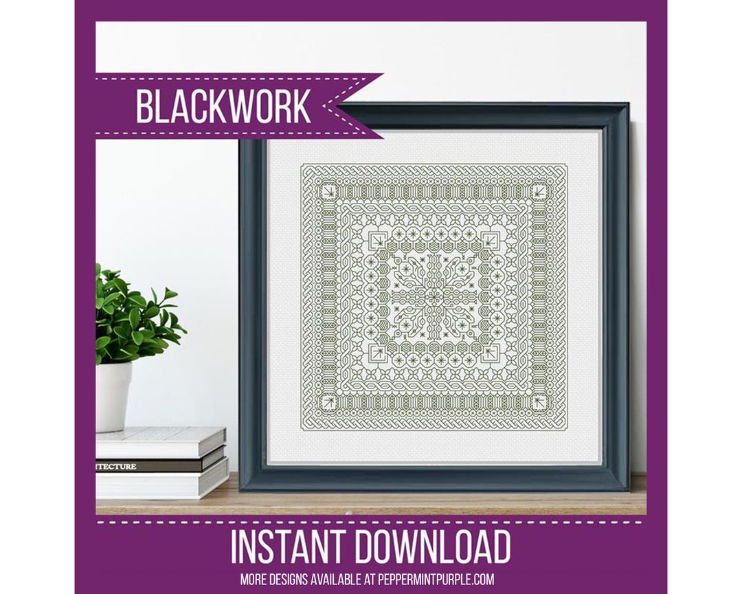 Blackwork Pattern, Study in Green, Blackwork Chart, Cross Stitch Chart ...