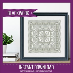 Blackwork Pattern, Study in Green, Blackwork Chart, Cross Stitch Chart by Peppermint Purple - Etsy