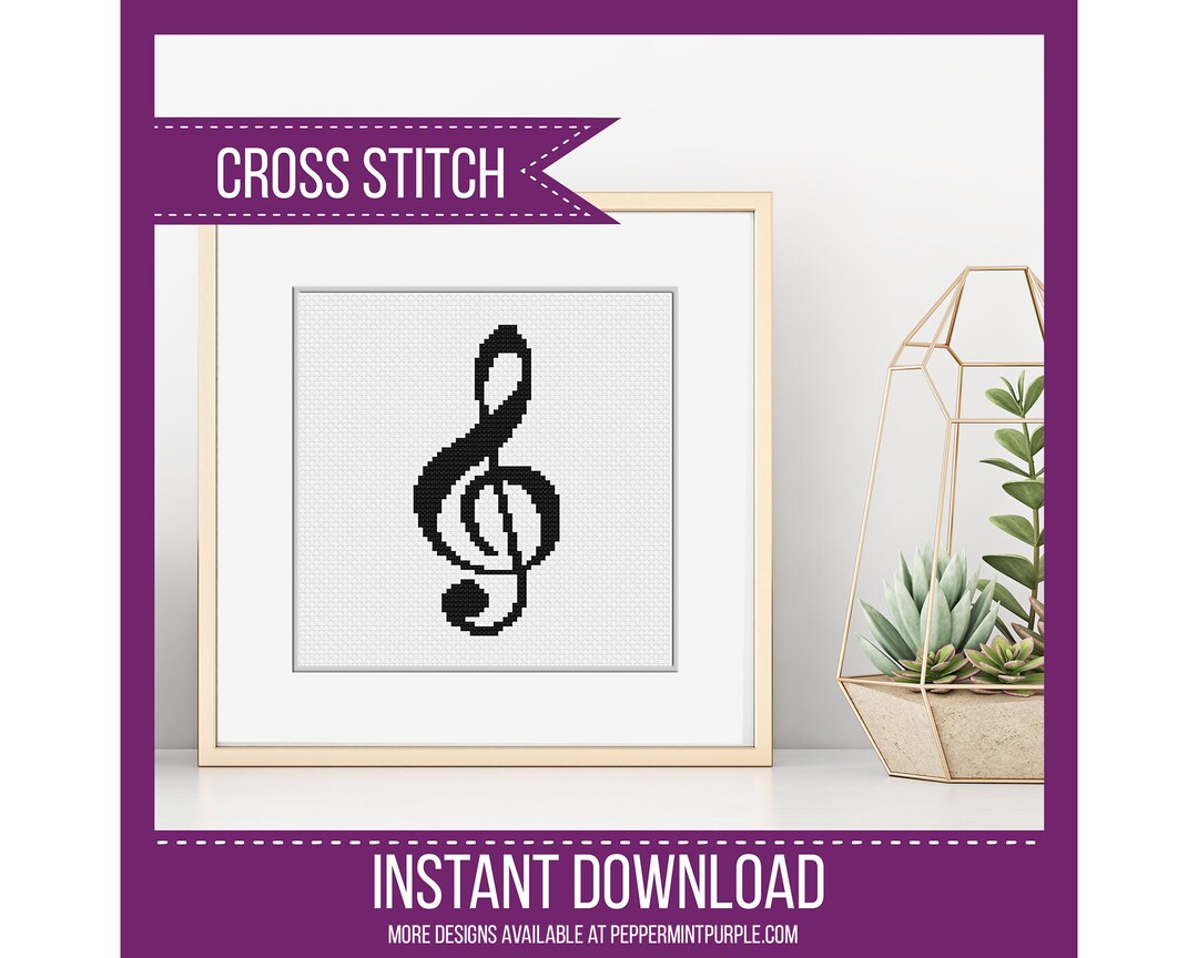 Cross Stitch Pattern Treble Clef Cross Stitch Chart by - Etsy