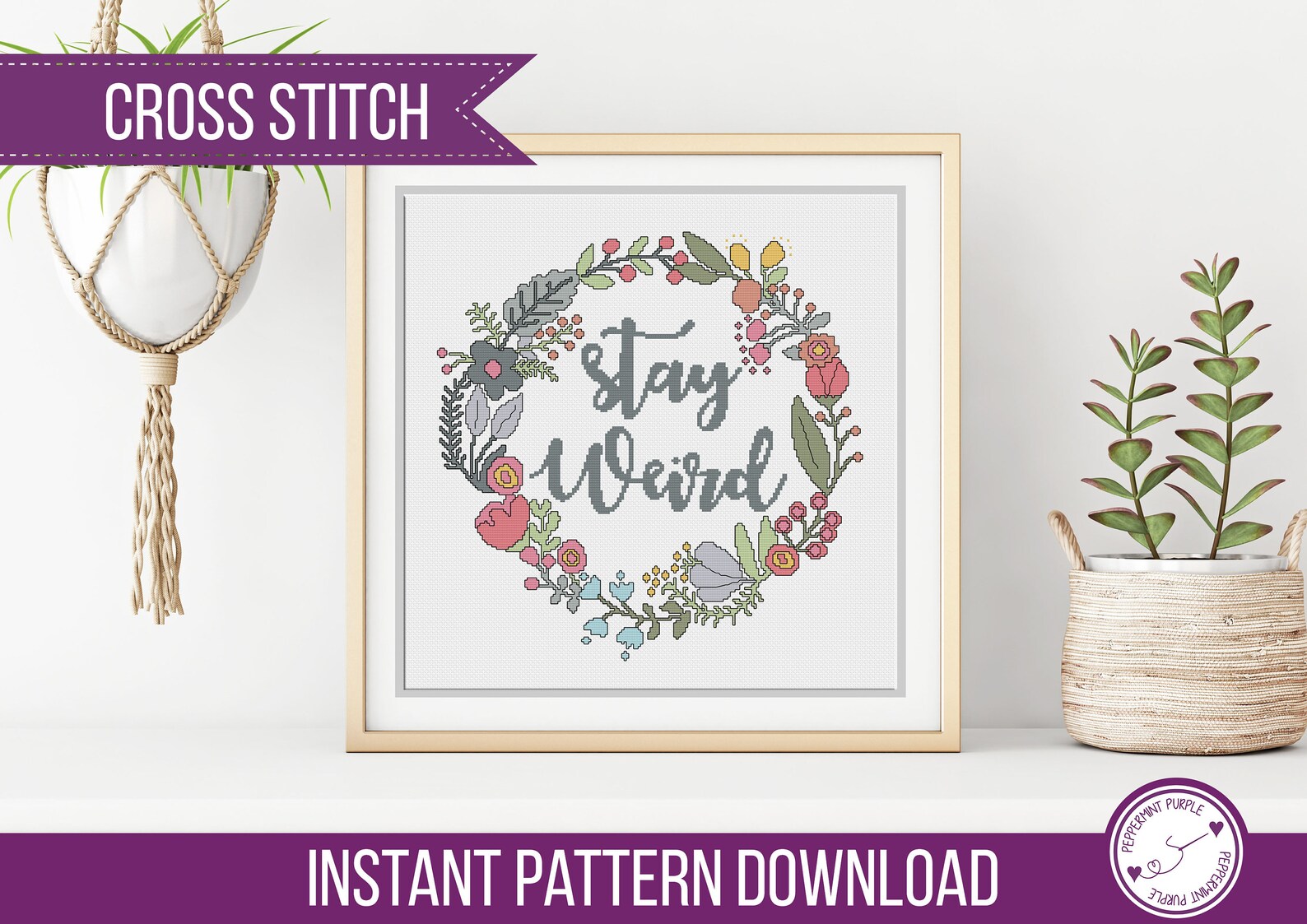Stay Weird Cross Stitch Pattern Cross Stitch PDF Stay | Etsy