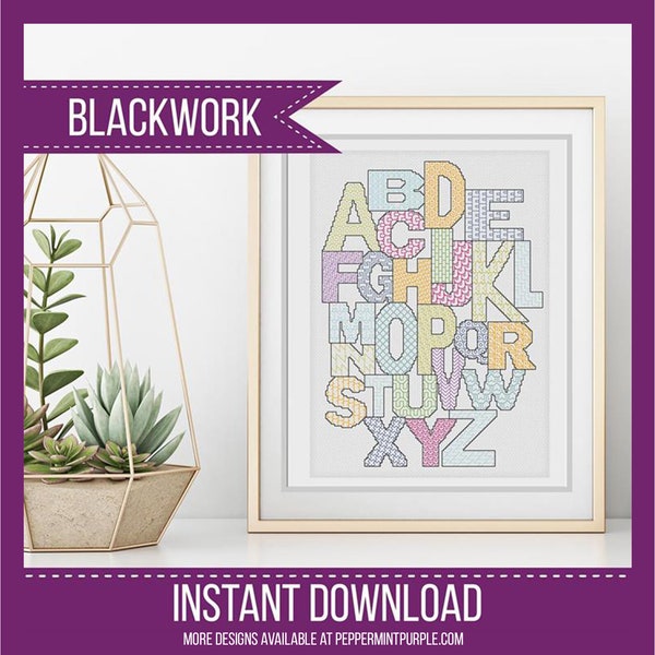 Alphabet Blackwork Pattern - Etsy
