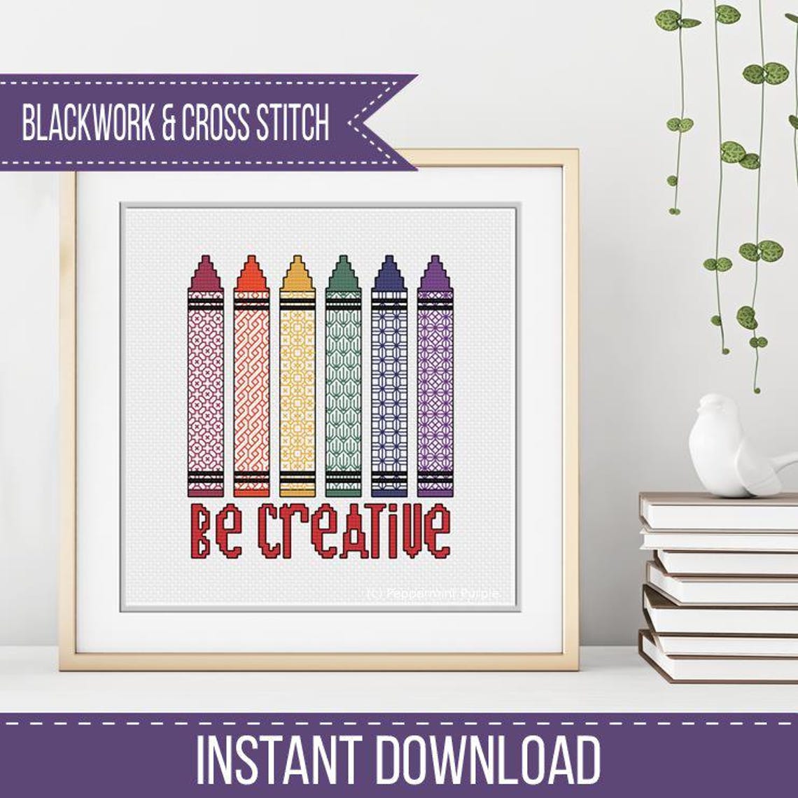 Blackwork & Cross Stitch Pattern - Be Creative by Peppermint Purple - Etsy