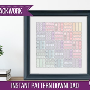 Blackwork Embroidery Rainbow Quilt Pattern, Blackwork Chart, Coloured Blackwork Chart by ...