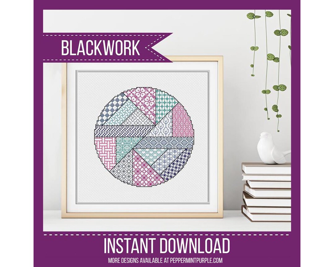 Blackwork Embroidery Circular Sampler Pattern, Blackwork Circular ...