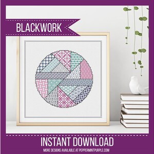 Blackwork Embroidery Circular Sampler Pattern, Blackwork Circular ...