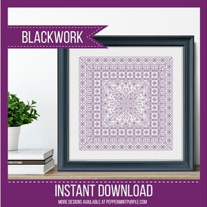 Blackwork Pattern, Study in Violet, Blackwork Chart, Cross Stitch Chart by Peppermint Purple - Etsy