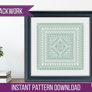 Blackwork Pattern, Study in Emerald, Blackwork Chart, Cross Stitch Chart by Peppermint Purple - Etsy