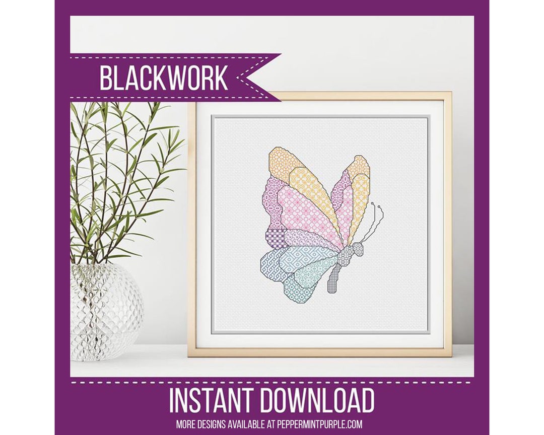 Blackwork Butterfly Motif Pattern Blackwork Butterly Chart - Etsy UK