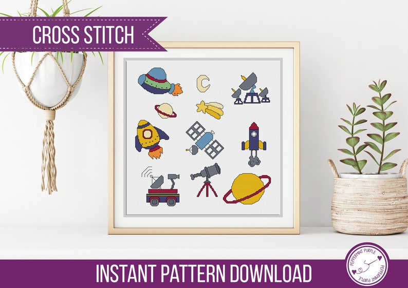11 Space Motifs 11 Individual Motifs Cross Stitch Chart by - Etsy