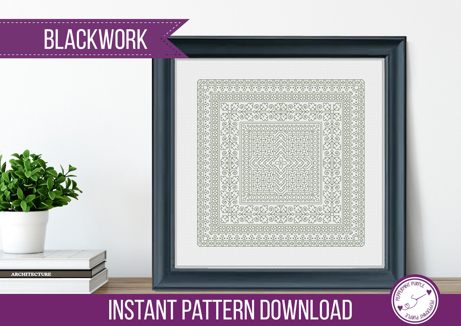 Blackwork Pattern Study in Pine Blackwork Chart by - Etsy