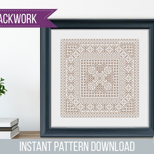 Blackwork Pattern Study in Teal Blackwork Chart Cross - Etsy