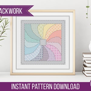 Blackwork Pattern Rainbow Pinwheel Pattern, Blackwork Chart by Peppermint Purple - Etsy