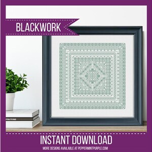 Blackwork Pattern, Study in Emerald, Blackwork Chart, Cross Stitch Chart by Peppermint Purple - Etsy