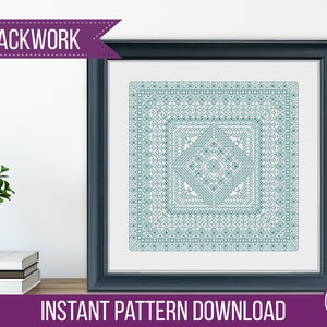 Blackwork Pattern, Study in Teal, Blackwork Chart, Cross Stitch Chart by Peppermint Purple - Etsy