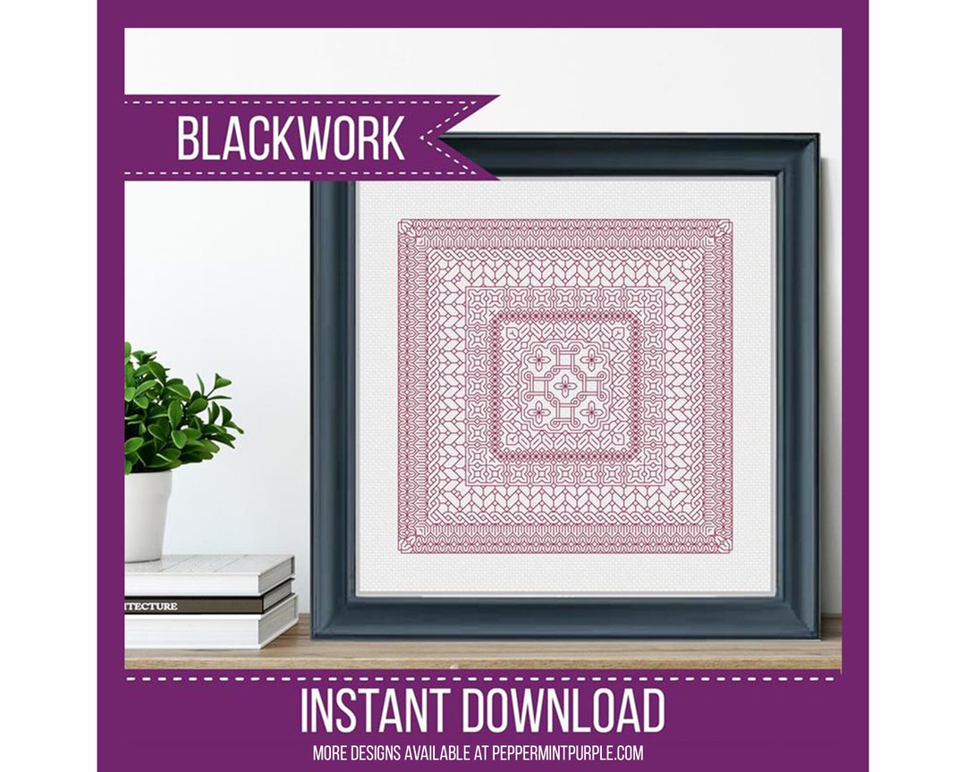 Blackwork Pattern, Study in Rose, Blackwork Chart, Cross Stitch Chart by Peppermint Purple - Etsy
