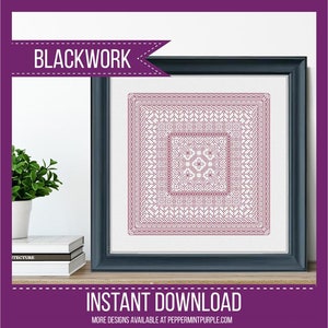 Blackwork Pattern, Study in Rose, Blackwork Chart, Cross Stitch Chart by Peppermint Purple - Etsy