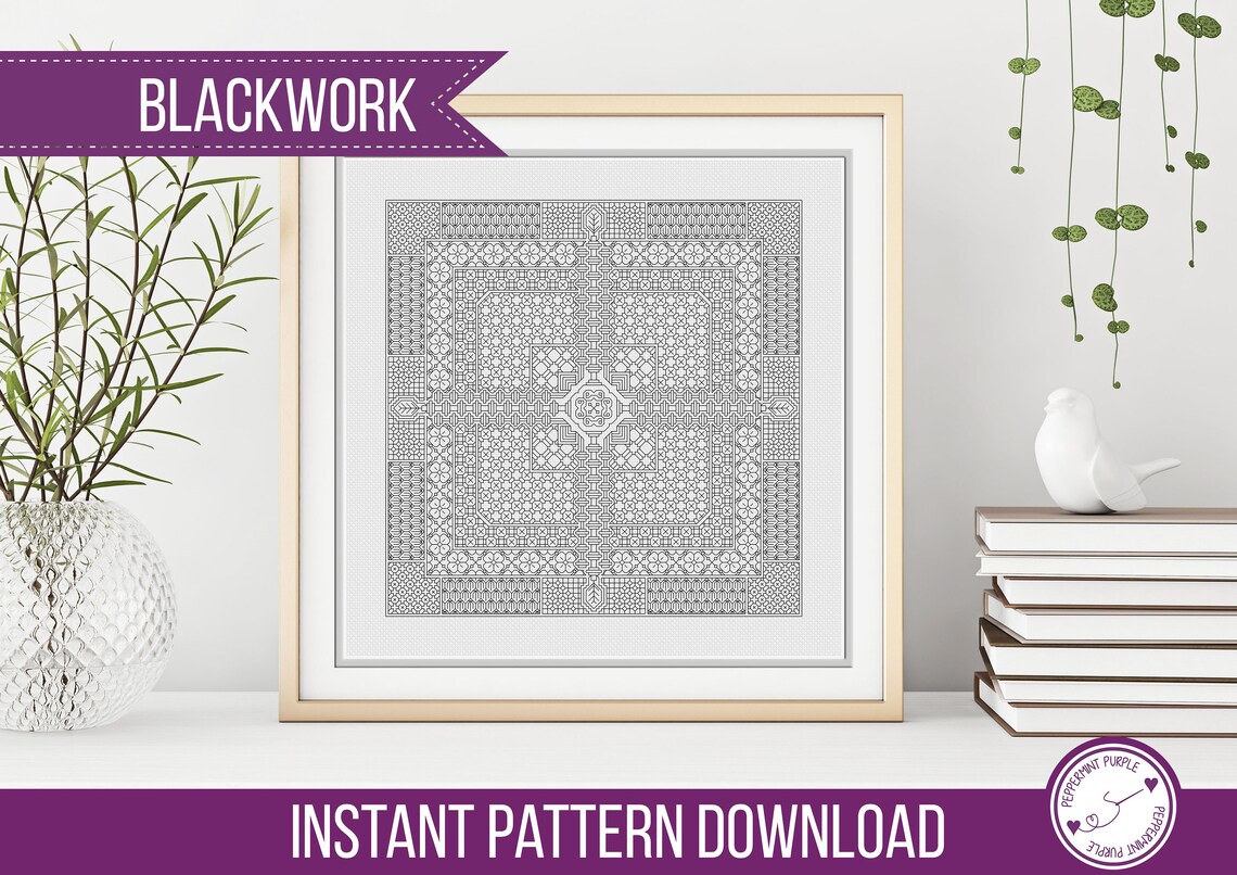 Blackwork Square Pattern Blackwork Square Blackwork Chart - Etsy