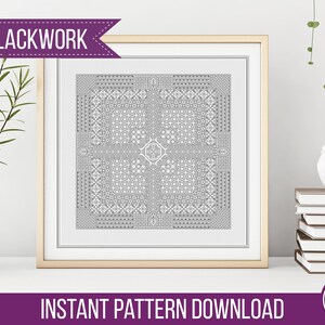 Blackwork Square Pattern, Blackwork Square, Blackwork Chart, Cross Stitch Chart by Peppermint ...