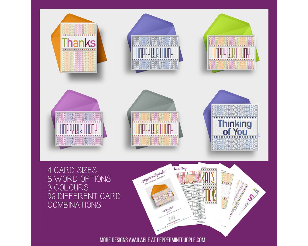 96 Blackwork Cards Set Cards Are: Birthday Thanks - Etsy UK