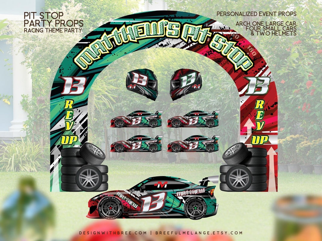 Pit Stop Racing Party Props, Personalized 7' Ft Tall Arch, Racing Cars ...