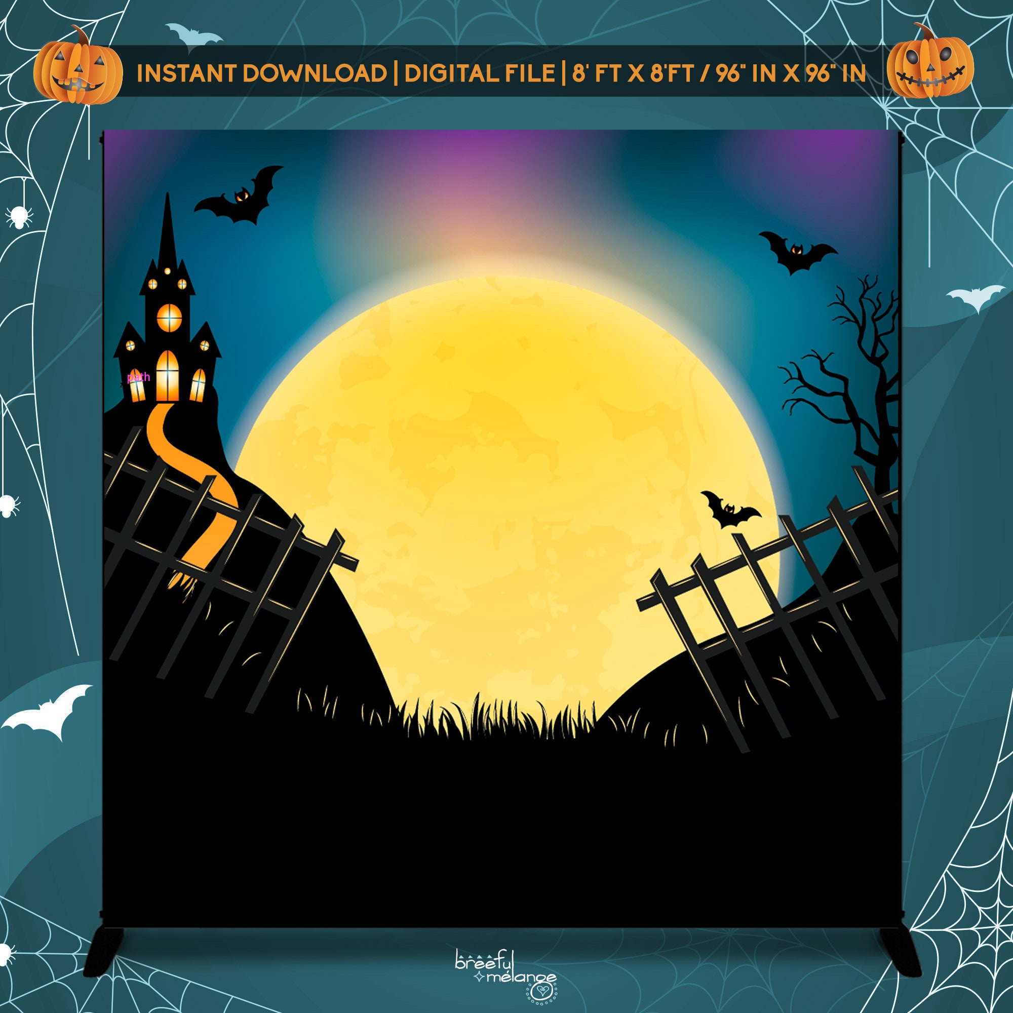 Witching Hour Halloween 8x8 Backdrop Banner Full Moon - Etsy