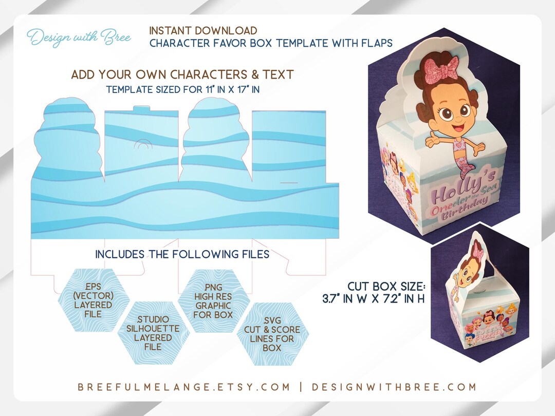 Character Favor Box Die-cut Template, Custom Favor Box, Layered AI, EPS ...