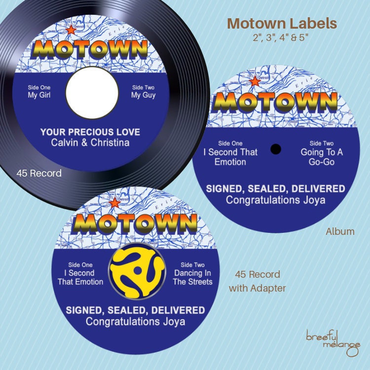Motown Celebration Album and 45 Records Labels Round Labels | Etsy