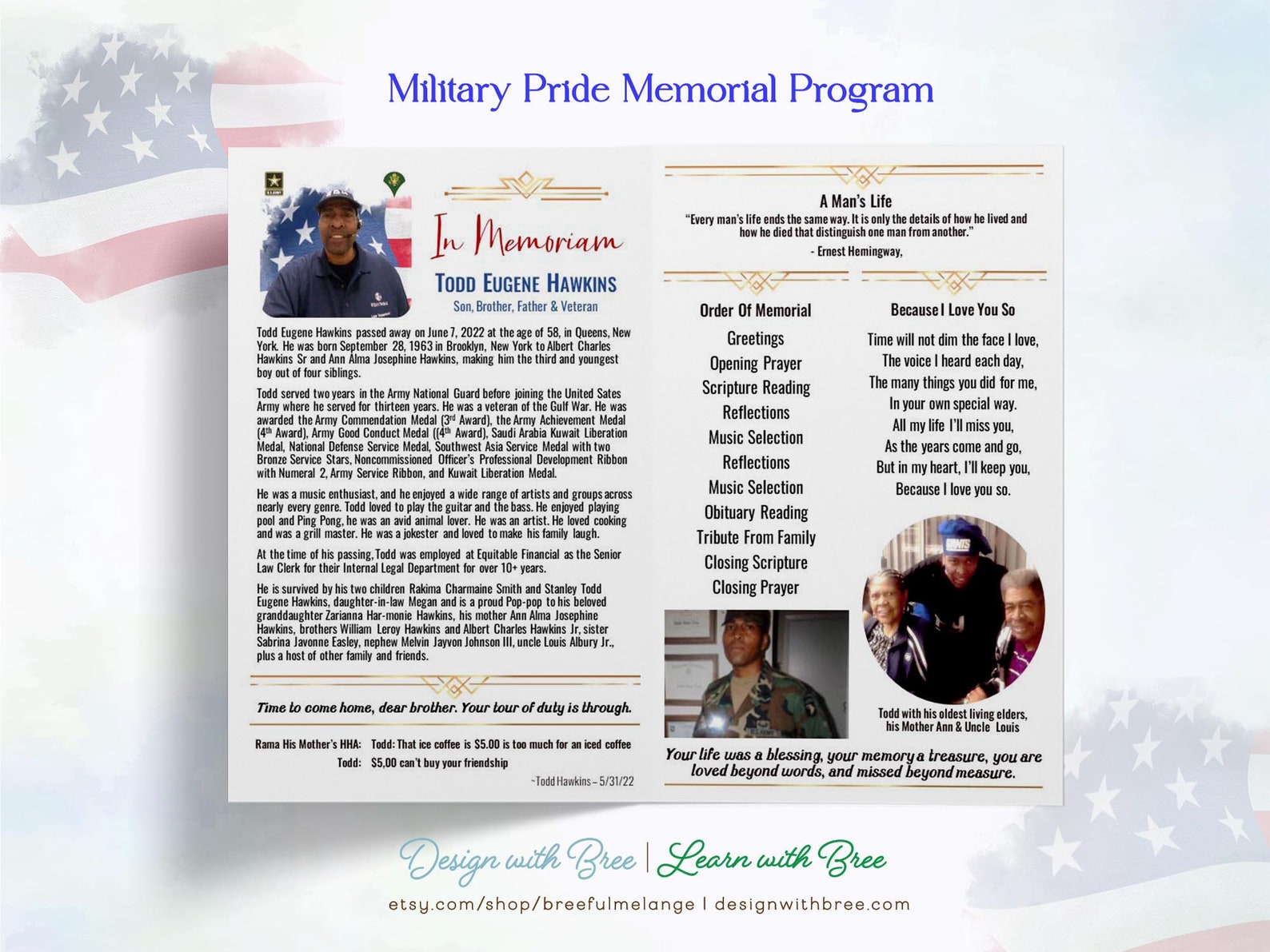 Military Pride Funeral Program Powerpoint Template | Celebration of ...