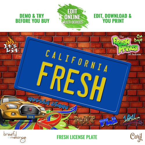 Fresh License Plate EDITABLE Design Edit Yourself Fresh | Etsy