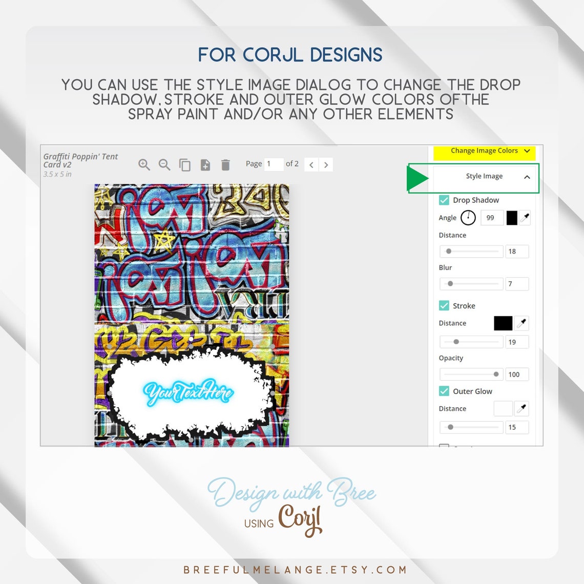 Graffiti Poppin Tent Card V2 Place Card Buffet Label Table - Etsy