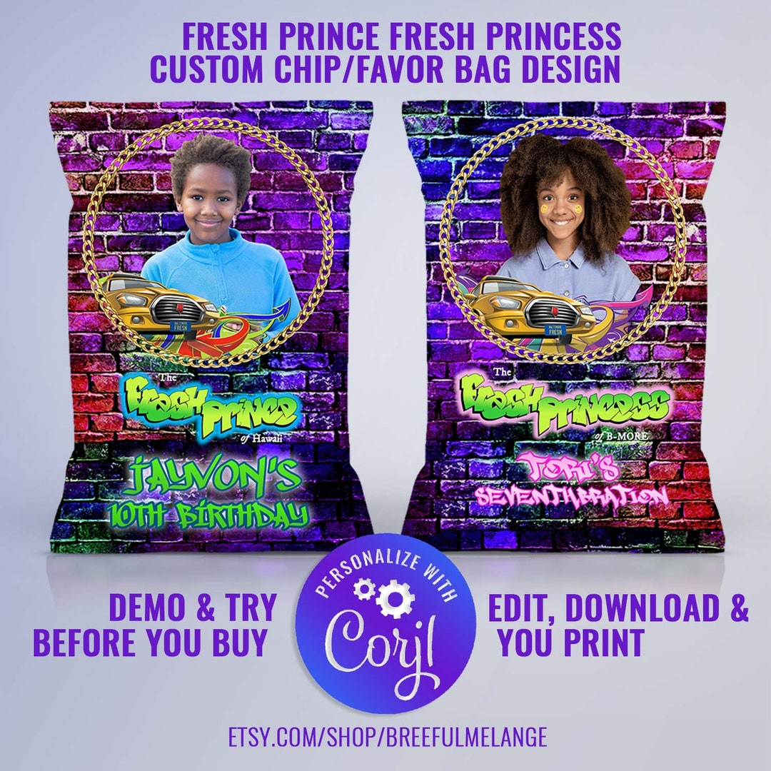 Fresh Prince Fresh Princess Chip Bag V1, Graffiti Party, 90s Party ...