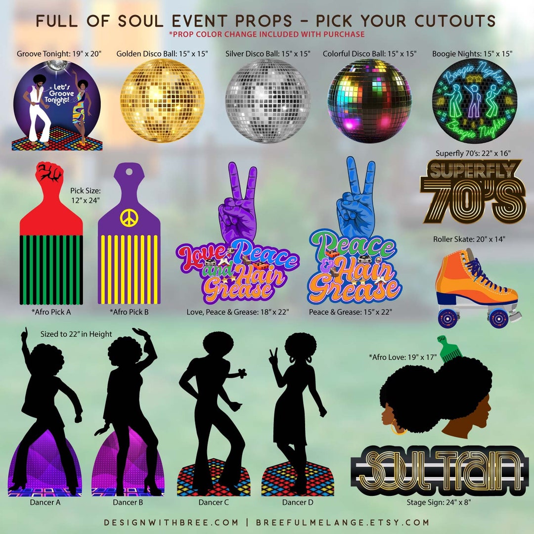 Full of Soul Party Props Double-Sided Pick Your Props 70s - Etsy España