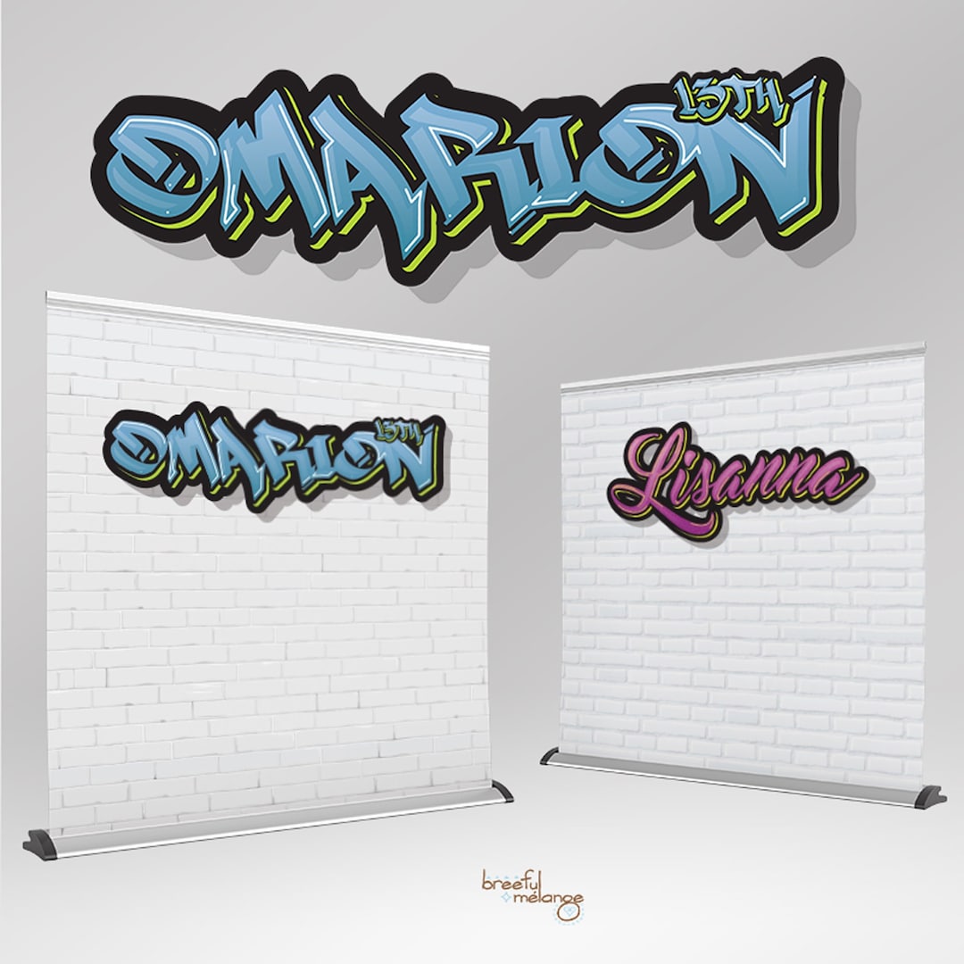 Graffiti Poppin' Name Art Backdrop Banner, Digital File, Graffiti Party ...
