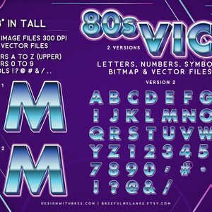 80s Vice Alphabet, 8" in Tall, Two Versions, Letters Numbers Symbols ...