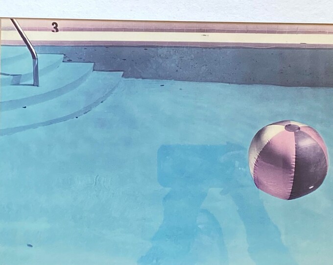 Allan Teger Beach Ball in Pool - Vintage Hand Colored Photograph by ...