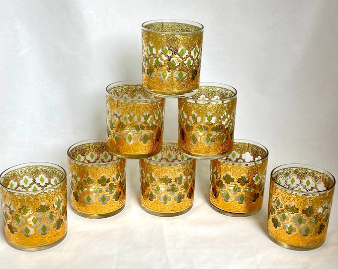 Culver Glass Valencia Rocks Glasses Set of 8 Vintage Culver Glassware ...