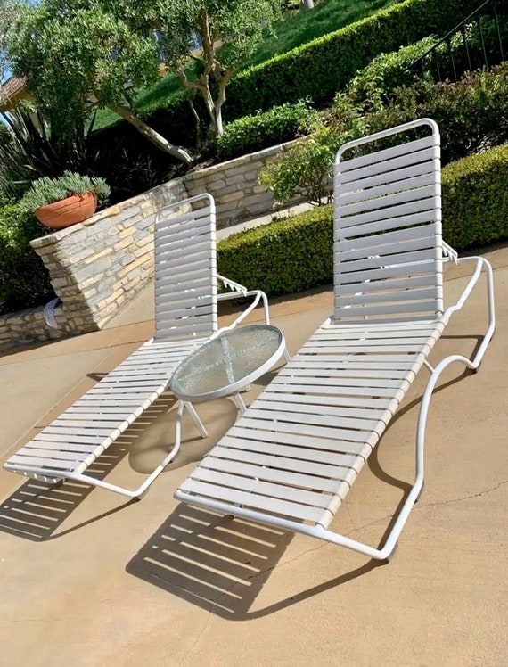 Tropitone Kahana Lounge Chaise Pair Vintage Tropitone Strap Aluminum Stackable Chaise Lounges Etsy Italia