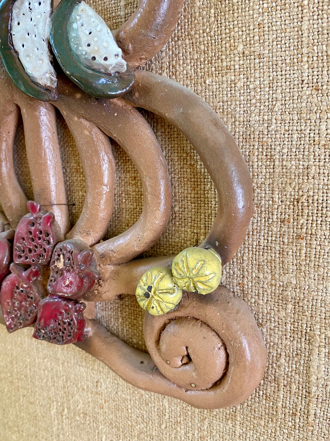 Tree of Life Wall Art Vintage Ceramic Sculpture on Burlap - Etsy