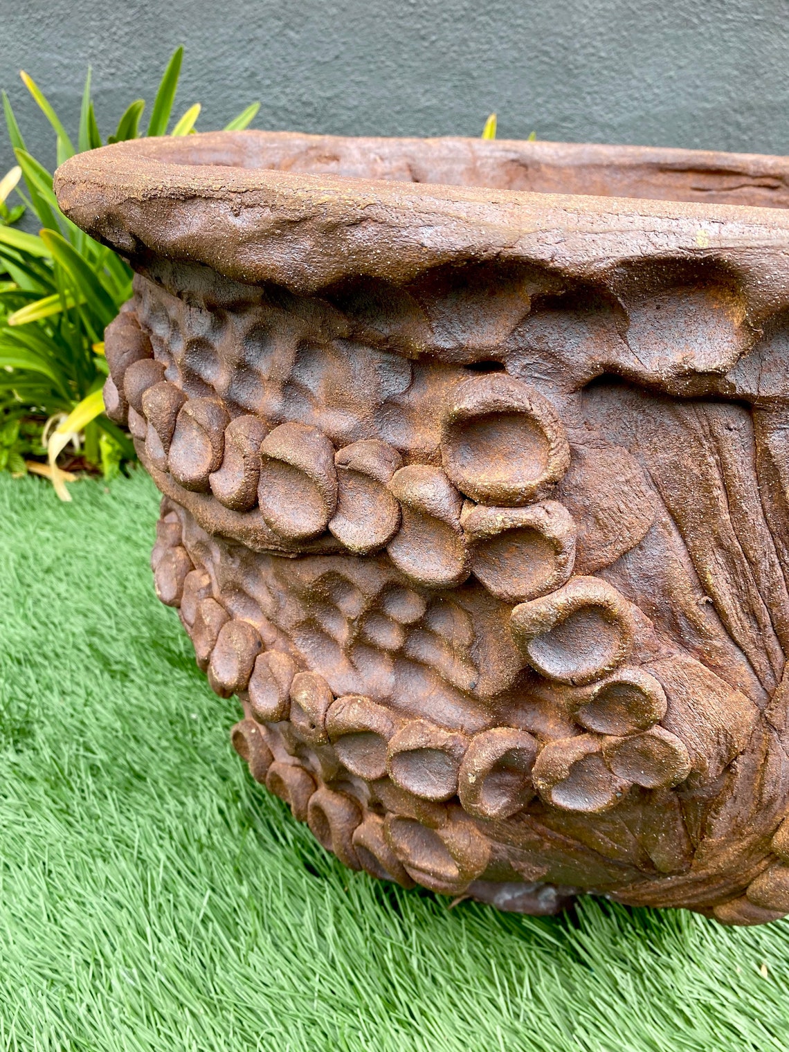 Monumental MCM Planter Huge Mid Century Stoneware Thumbprint - Etsy