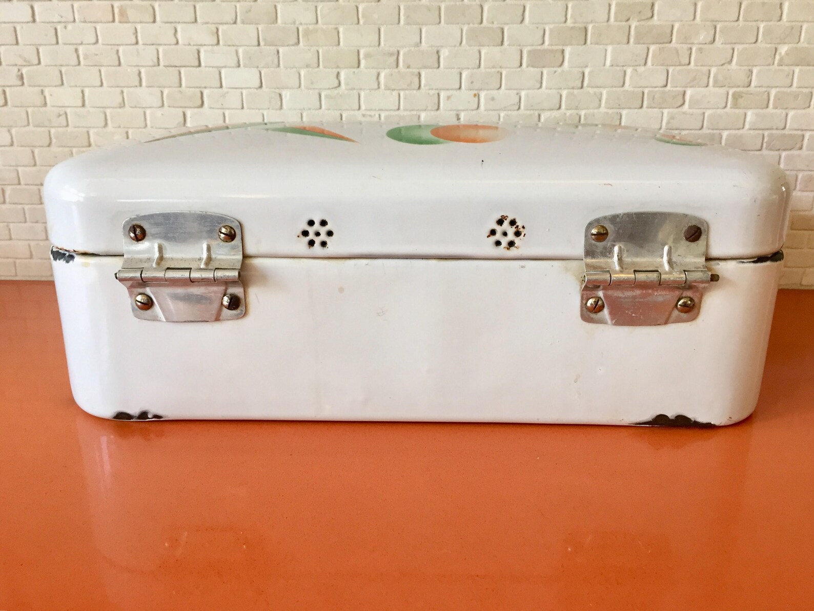 Enamel Bread Box Vintage Art Deco Memphis Modern Rectangular | Etsy