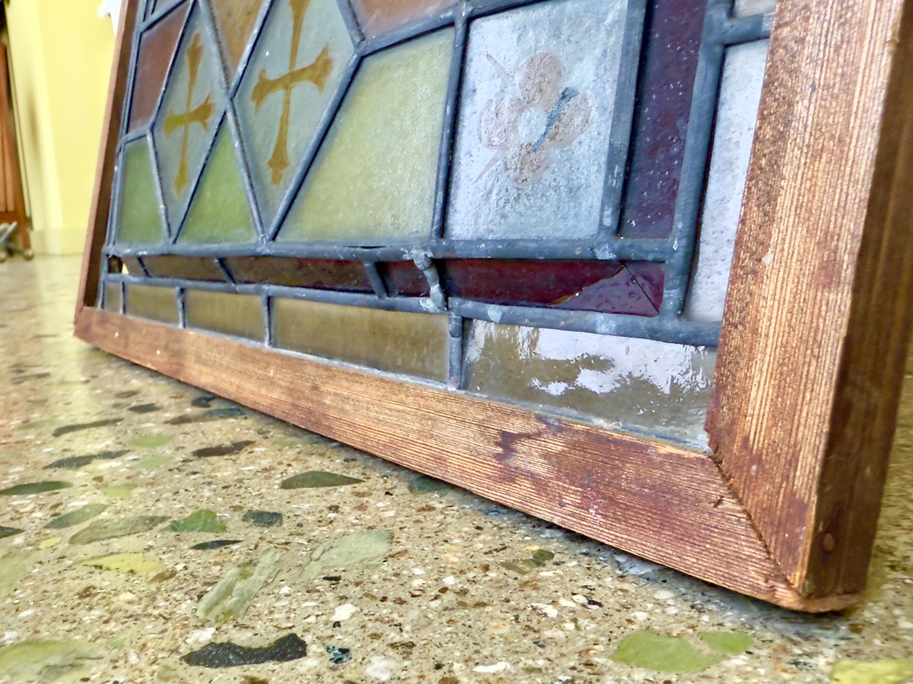 Stained Glass Window Panel Framed - Figural C. 1870's Gothic Revival ...