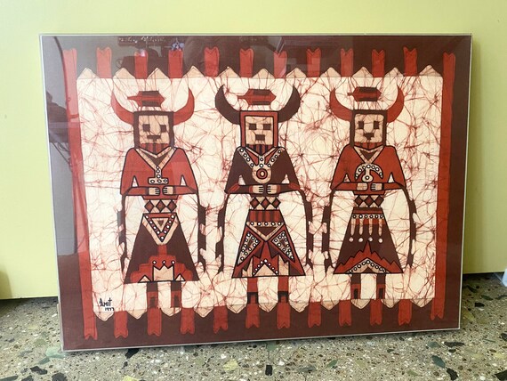 Amos Amit Batik Art in Lucite Hopi Native American Image | Etsy