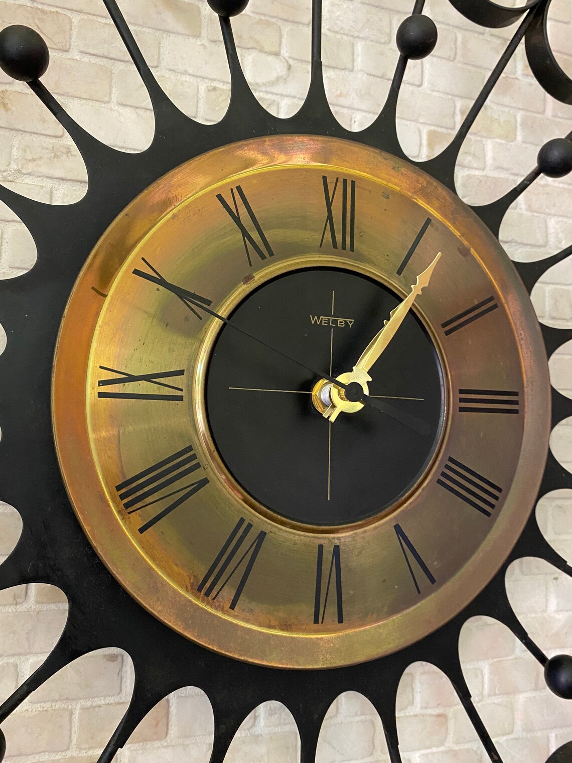 Welby Iron Sunburst Clock Vintage Welby Black Wrought Iron | Etsy