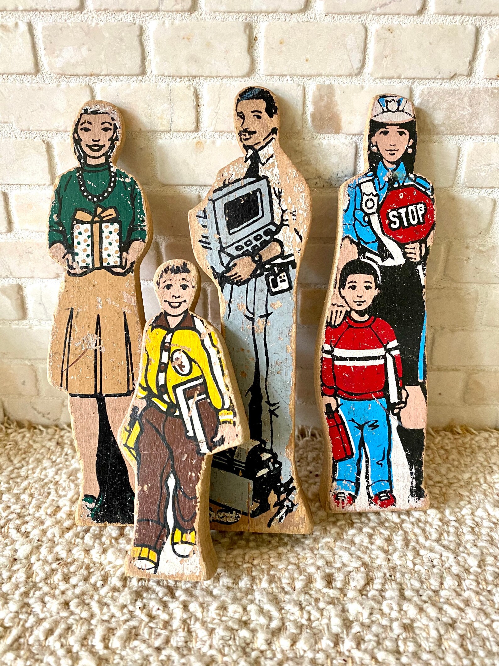 Guidecraft Community Helpers and Families - Vintage Wood Painted ...