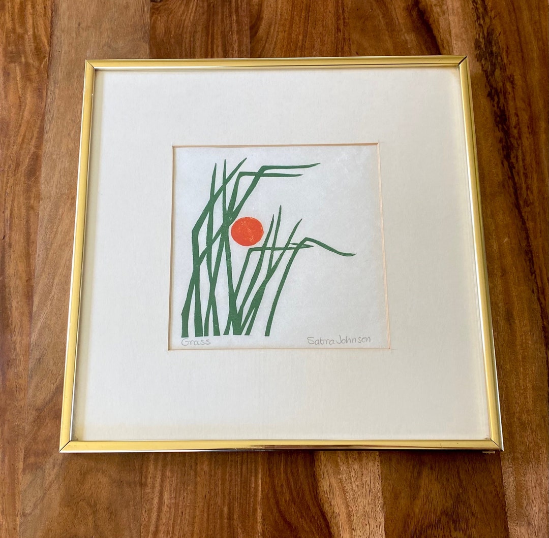 Sabra Johnson Field (b.1935) Wood Cut Print on Rice Paper - "grass ...