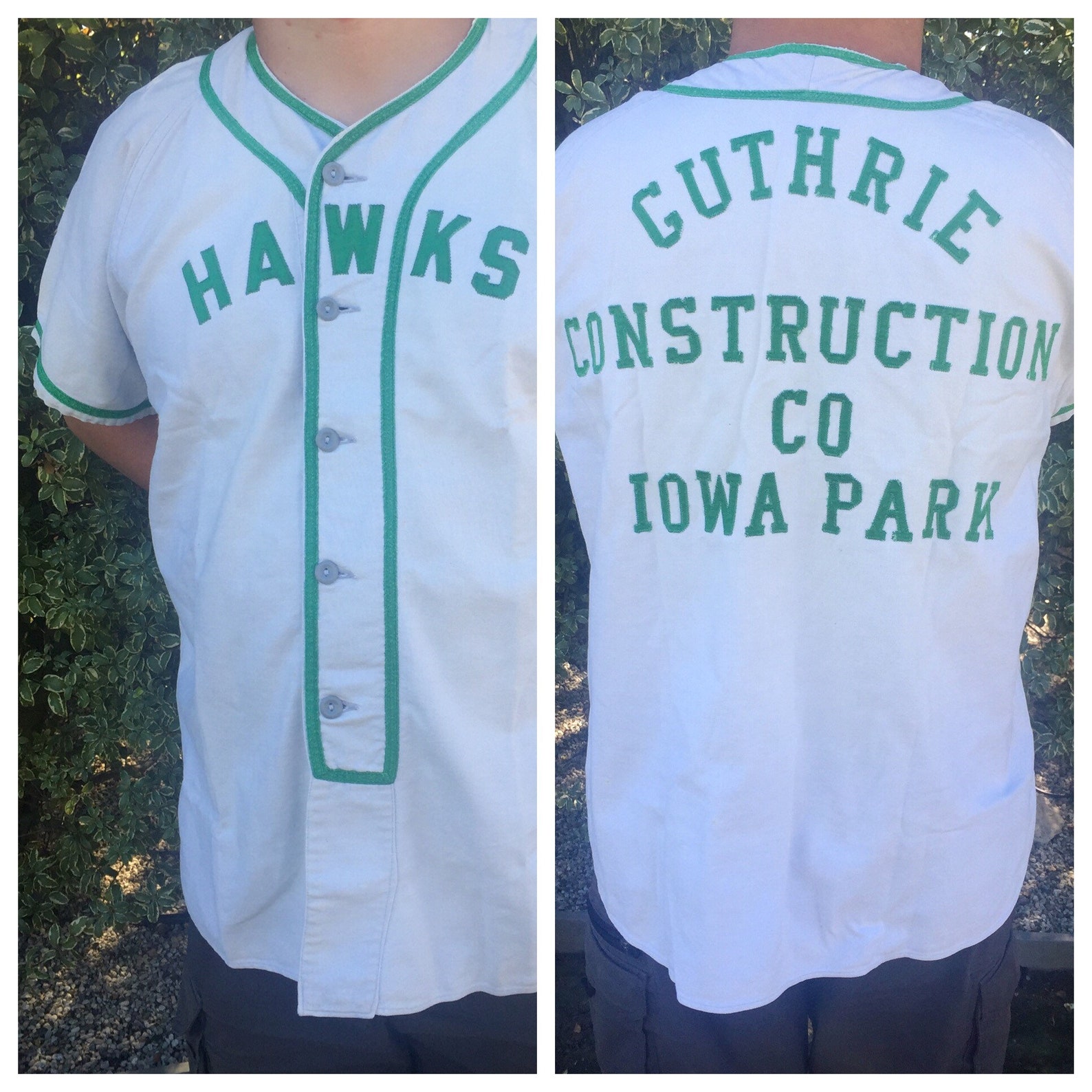 Vintage Baseball Uniform Shirt Hawks Guthrie Construction Co - Etsy