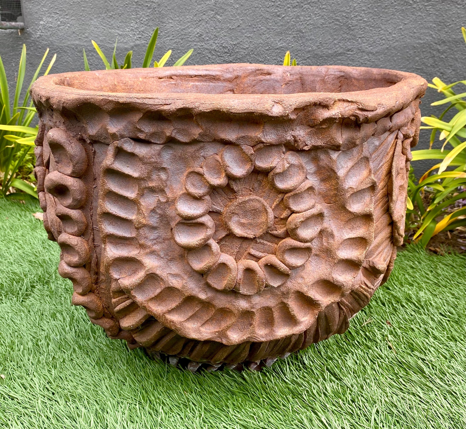 Monumental MCM Planter Huge Mid Century Stoneware Thumbprint - Etsy